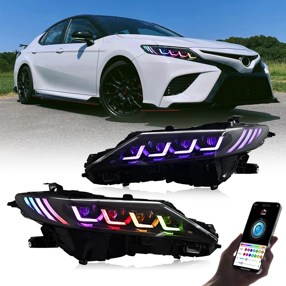 RGB-Headlights-For-Toyota-Camry-2018-2024-XSE-XLE-TRD-LE-SE-Hybrid ...