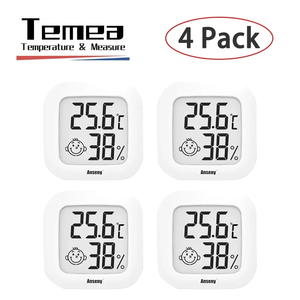 Temea-4-Pack-Mini-Indoor-Digital-Thermometer-Hygrometer-Set-Room ...