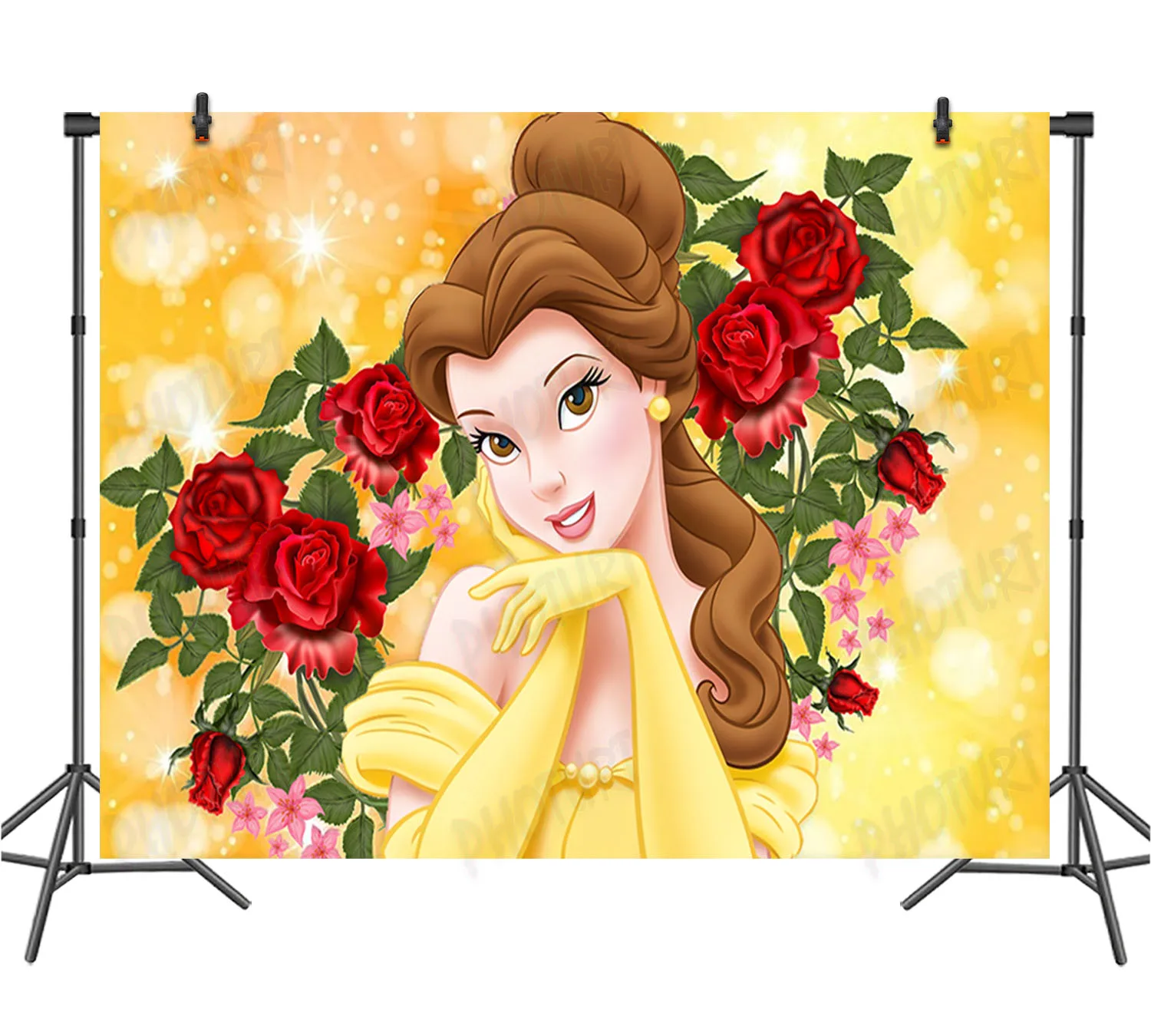 Disney-Beauty-and-the-Beast-Princess-Belle-Backdrop-Kids-Birthday-Party ...