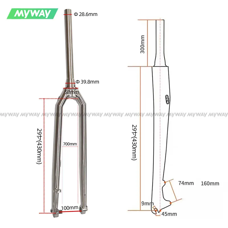 29er Titanium MTB Hard Fork Suitable for Mountion Bike, Tapered Tube ...