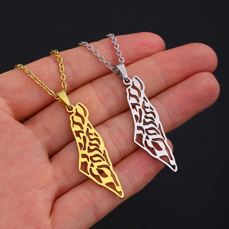 Hollow-Israel-Map-Stainless-Steel-Star-of-David-Pendant-Necklace-for ...