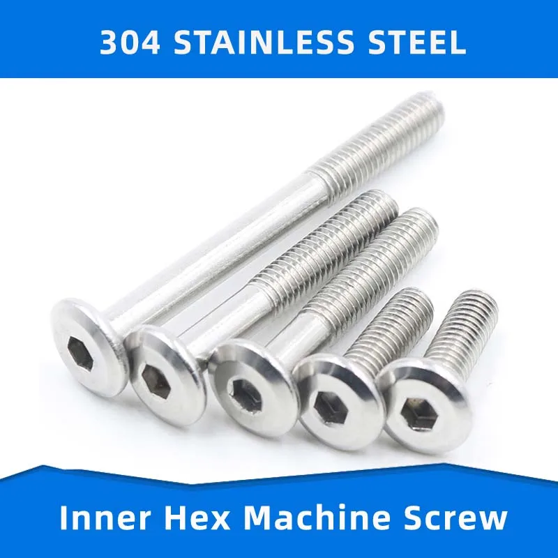 304-Stainless-Steel-Flat-Bevel-Hexagon-Socket-Machine-Screw-Bolt-Inner ...