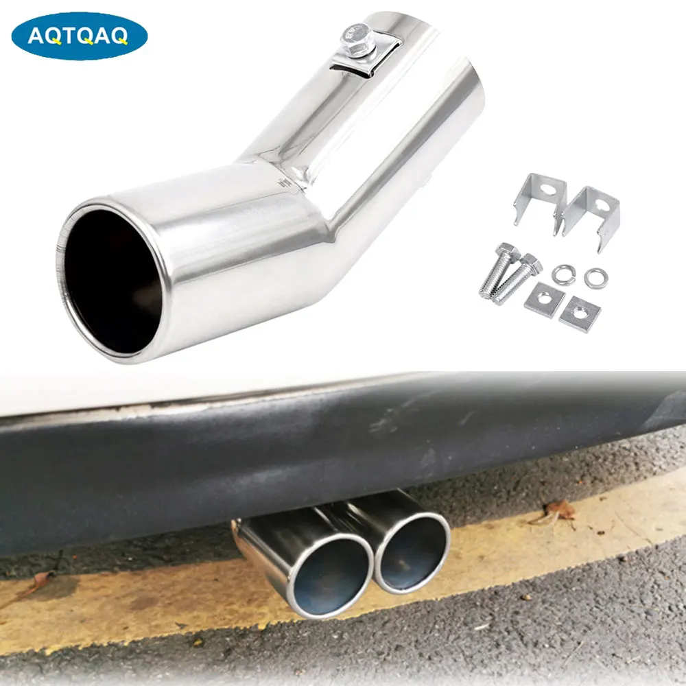 AQTQAQ Car Tail Pipes Replacement Car Style Dual Pipe Stainless Steel ...