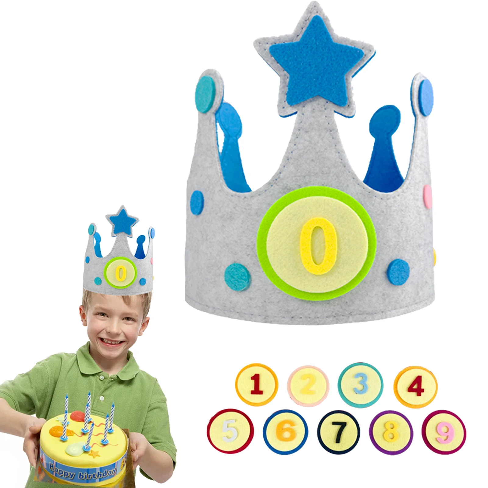 Reusable-Birthday-Felt-Hats-Crown-for-KidsHappy-Birthday-Hat-with ...