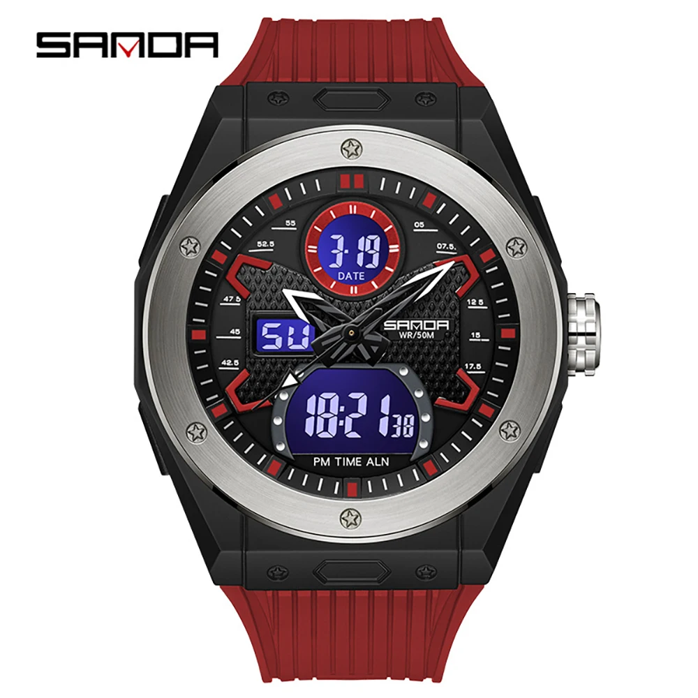 SANDA Reloj de pulsera Digital deportivo para hombre, cronógrafo electrónico de marca de lujo ...