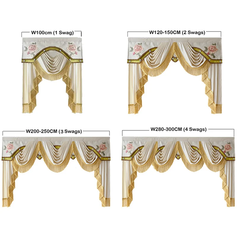 European-Style-Luxury-Swag-Waterfall-Valance-With-Tassel-Beads-Fringe ...