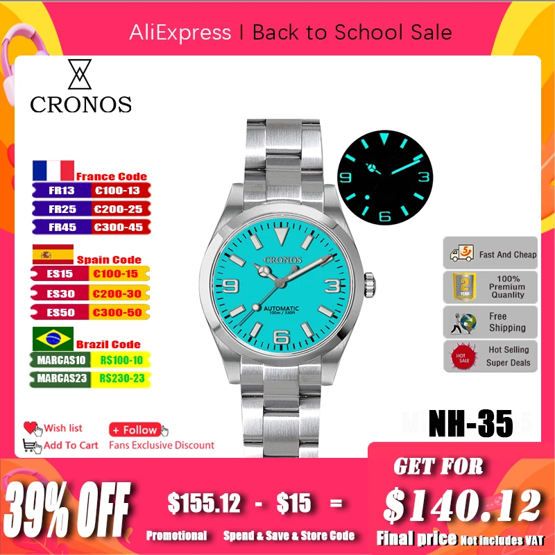 Cronos Luxury Men's watches 36mm Explore Climbing Series Fashion ...