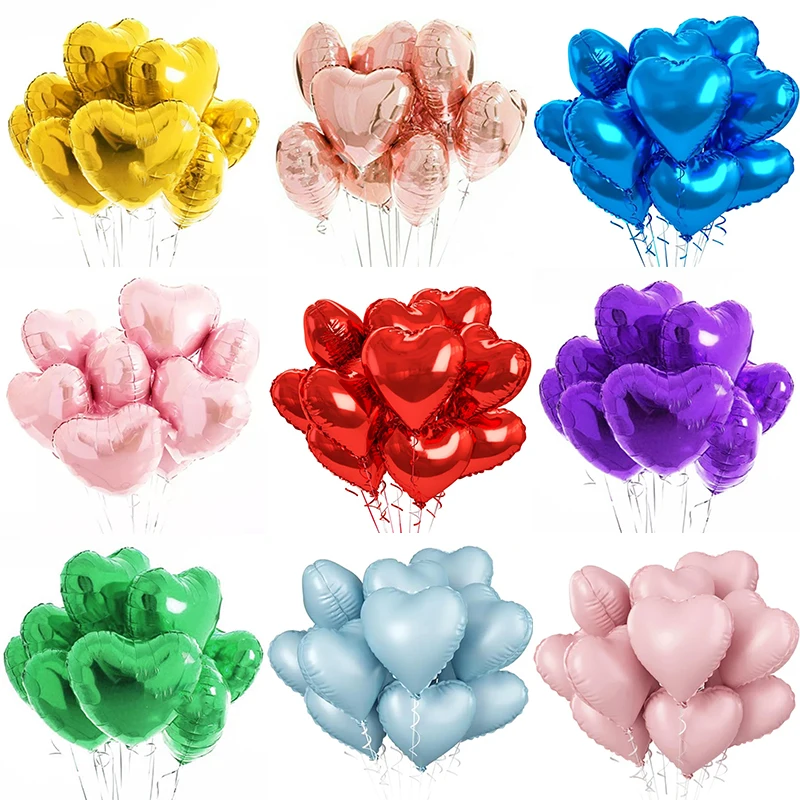 1/5/10pcs 18inch Heart-shaped Foil Balloons for Wedding Anniversary ...