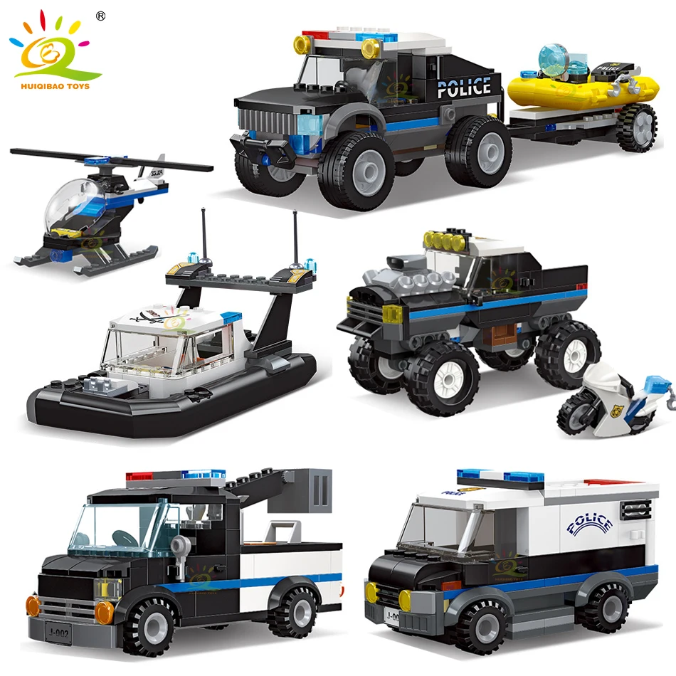 MOC Police Transport Rescue Vehicle Building Blocks Helicopter SWAT Car ...