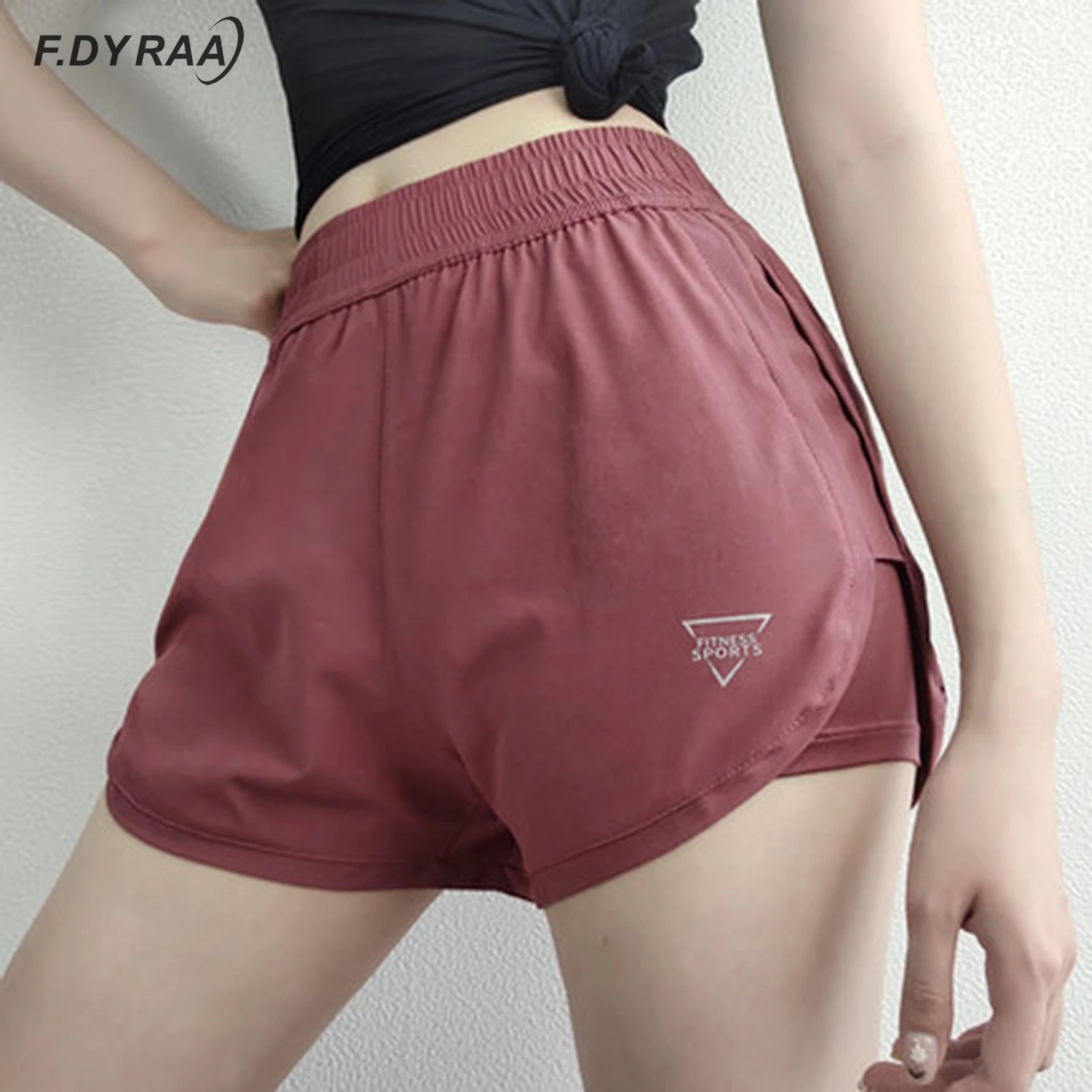 F-DYRAA-Women-s-Yoga-Shorts-Fake-Two-Pieces-Sports-Running-Training ...