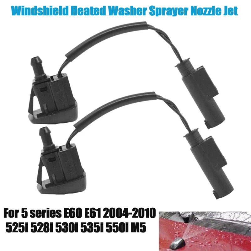 1 Pair Windshield Heated Washer Sprayer Nozzle Jet 61667046060 For-bmw ...