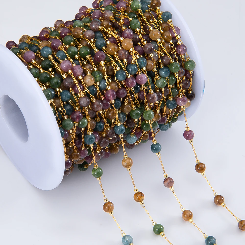 2meters-1meter-5mm-Natural-Stone-Stainless-Steel-Chain-Round-Crystal ...