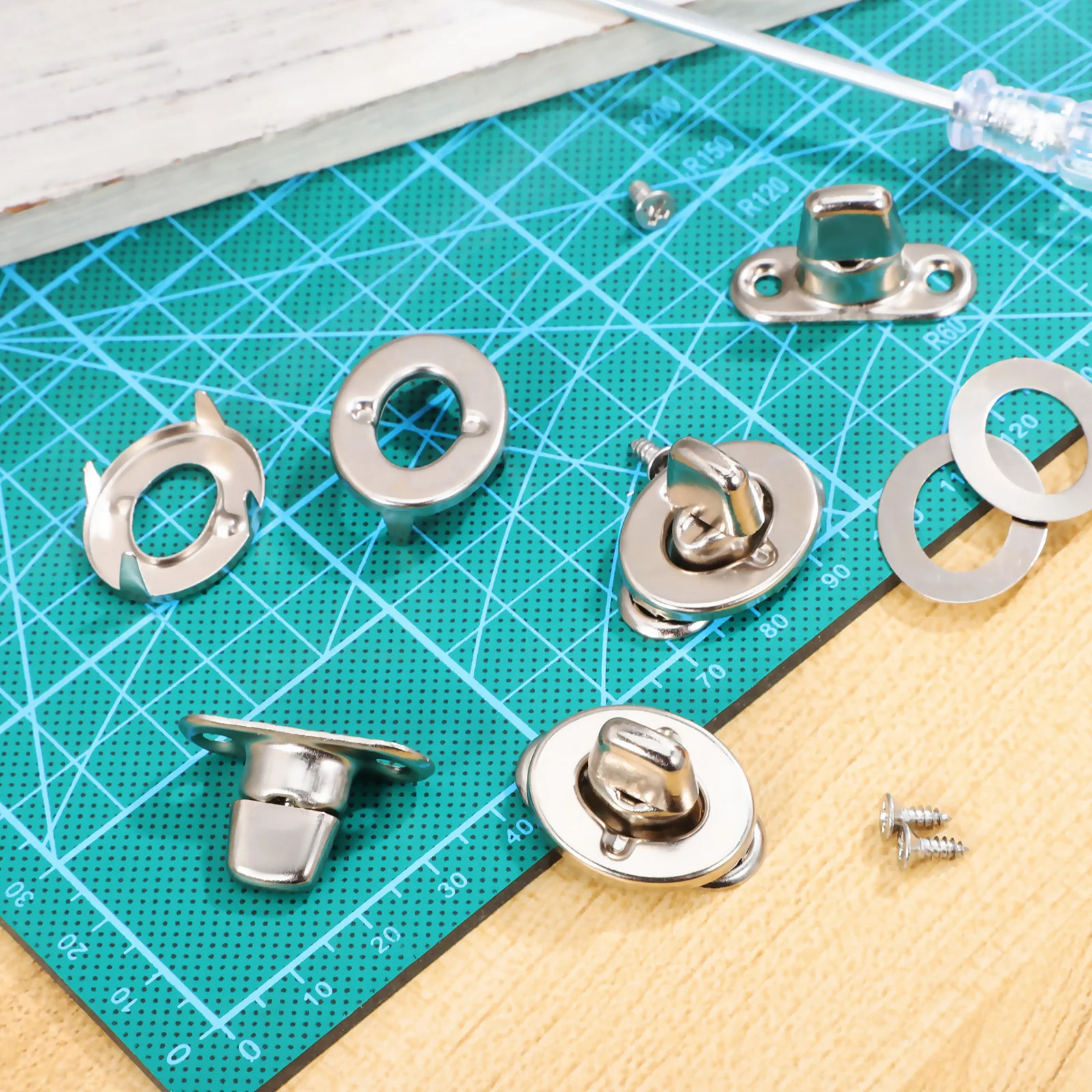 20 Sets Eyelets Turn Buttons Latch Lock Fastener Marine Screws Hand ...