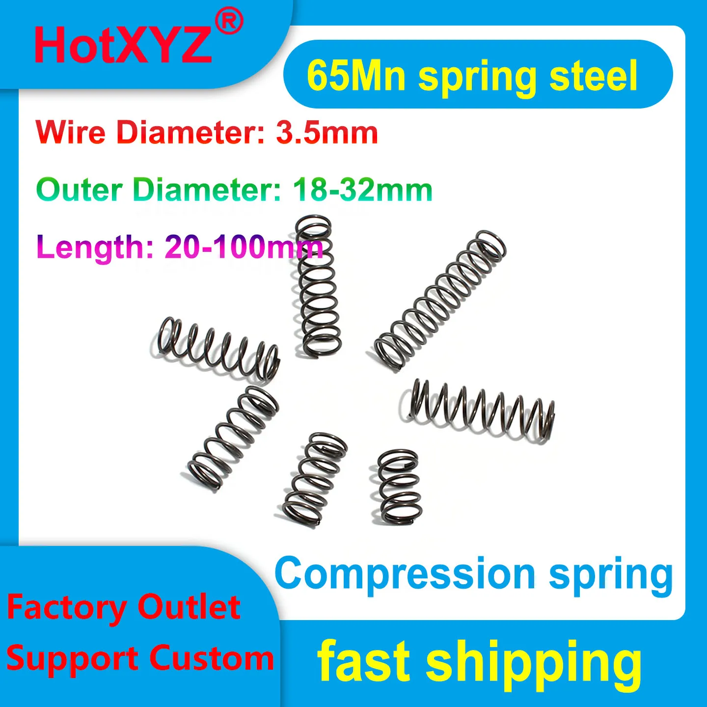 65Mn Spring Steel 3.5mm Wire 2Pcs Compression Spring High Elastic Anti ...