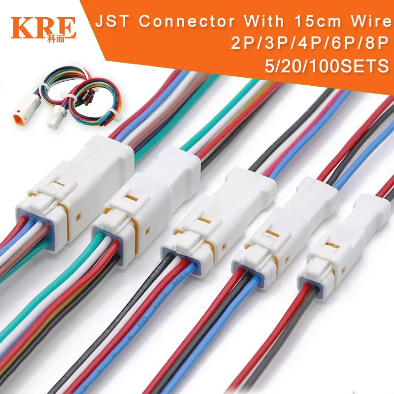 5-20-100-Sets-Waterproof-Automobile-JST-Connector-2P-3P-4P-6P-8P-Plug ...