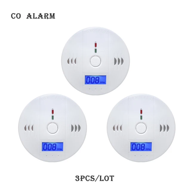 Carbon Monoxide Detectors 3 Packs CO Monitor Alarm CO Sensor with LED ...
