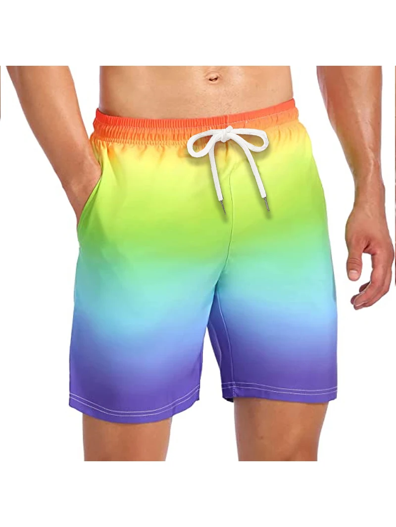 Men's Board Shorts Swim Trunks Summer Shorts Beach Shorts Rainbow ...