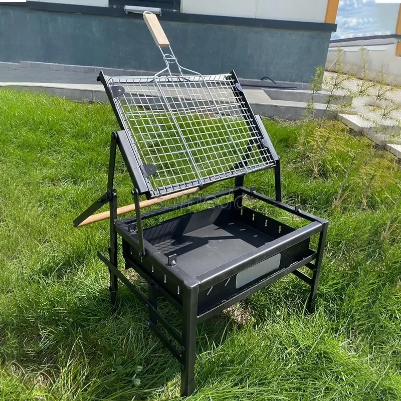 Easily-Outdoor-Camping-Charcoal-Turning-Grid-Rotatable-Barbeque-Camping ...