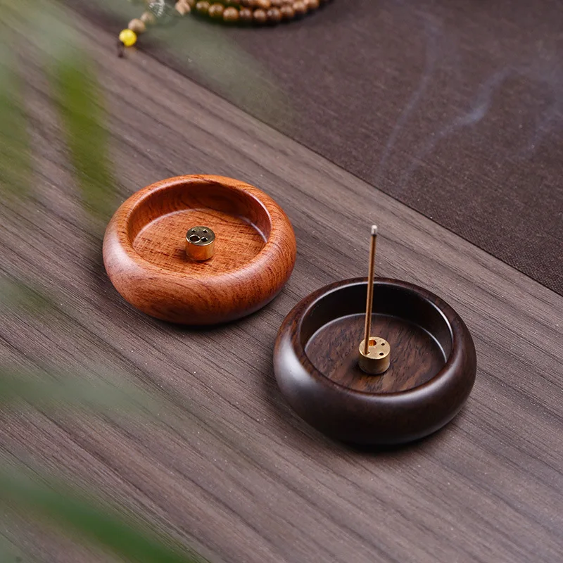 FY small black sandalwood wooden incense holder with 4 different size ...