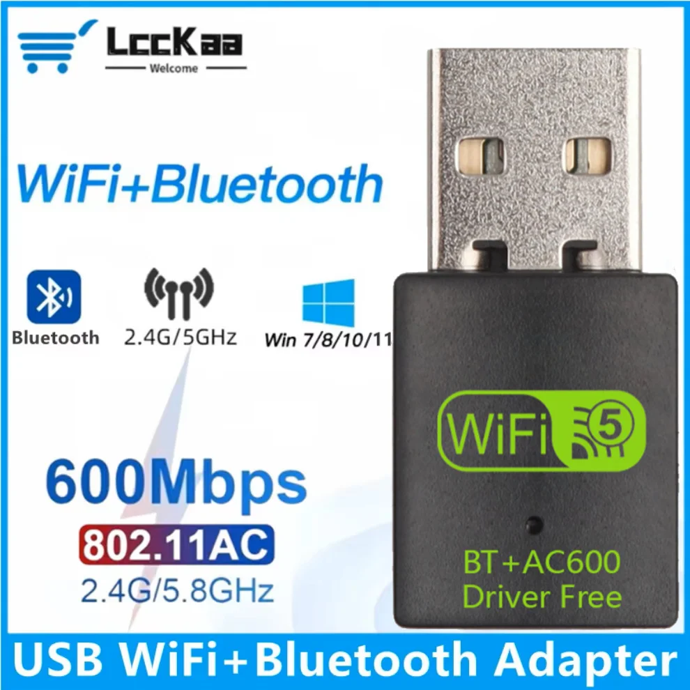2 in 1 USB WiFi Bluetooth Adapter 600Mbps USB Wifi Adapter 2.4G 5GHz ...