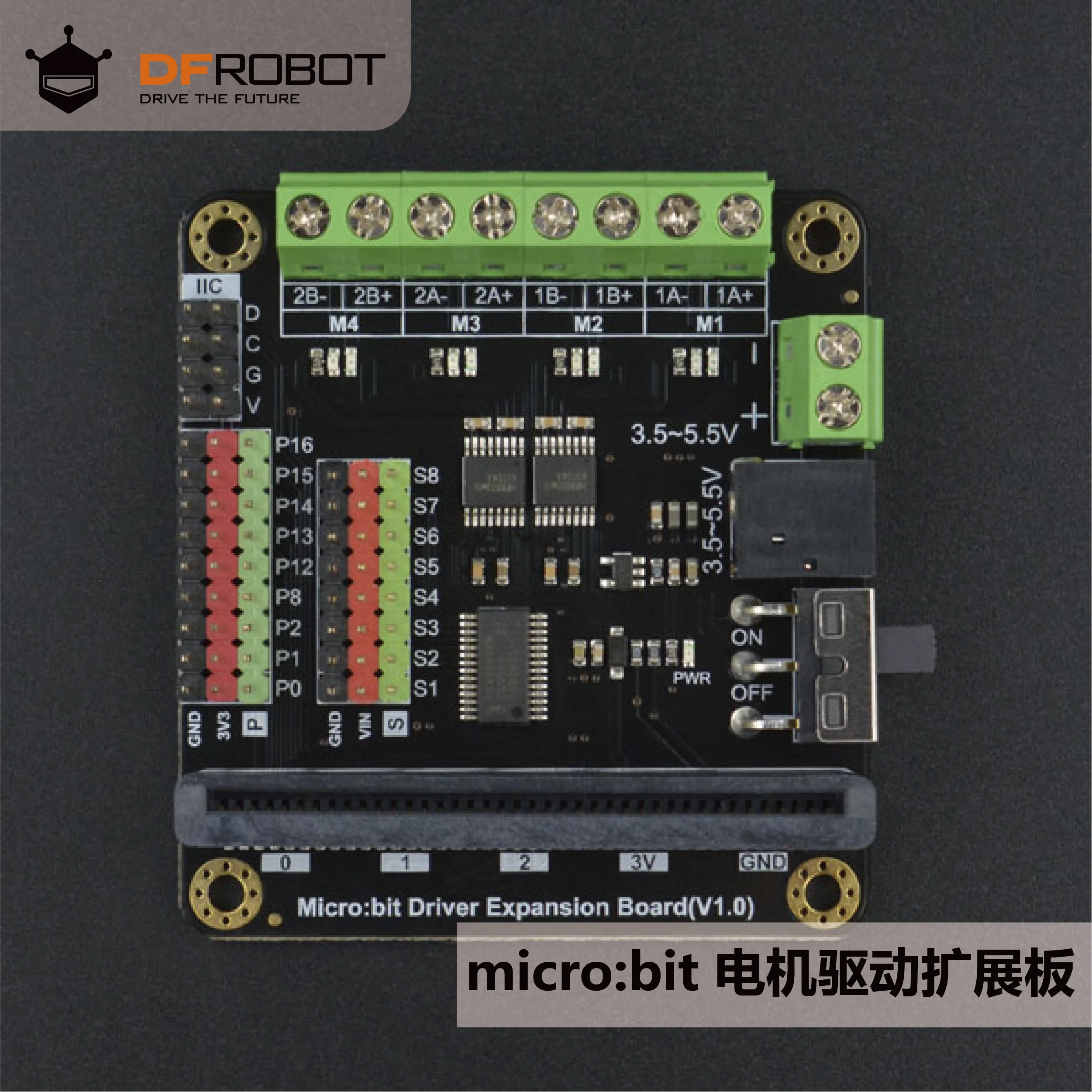 DFRobot-micro-bit-motor-drive-board-expansion-board-4-way-motor-8-way ...