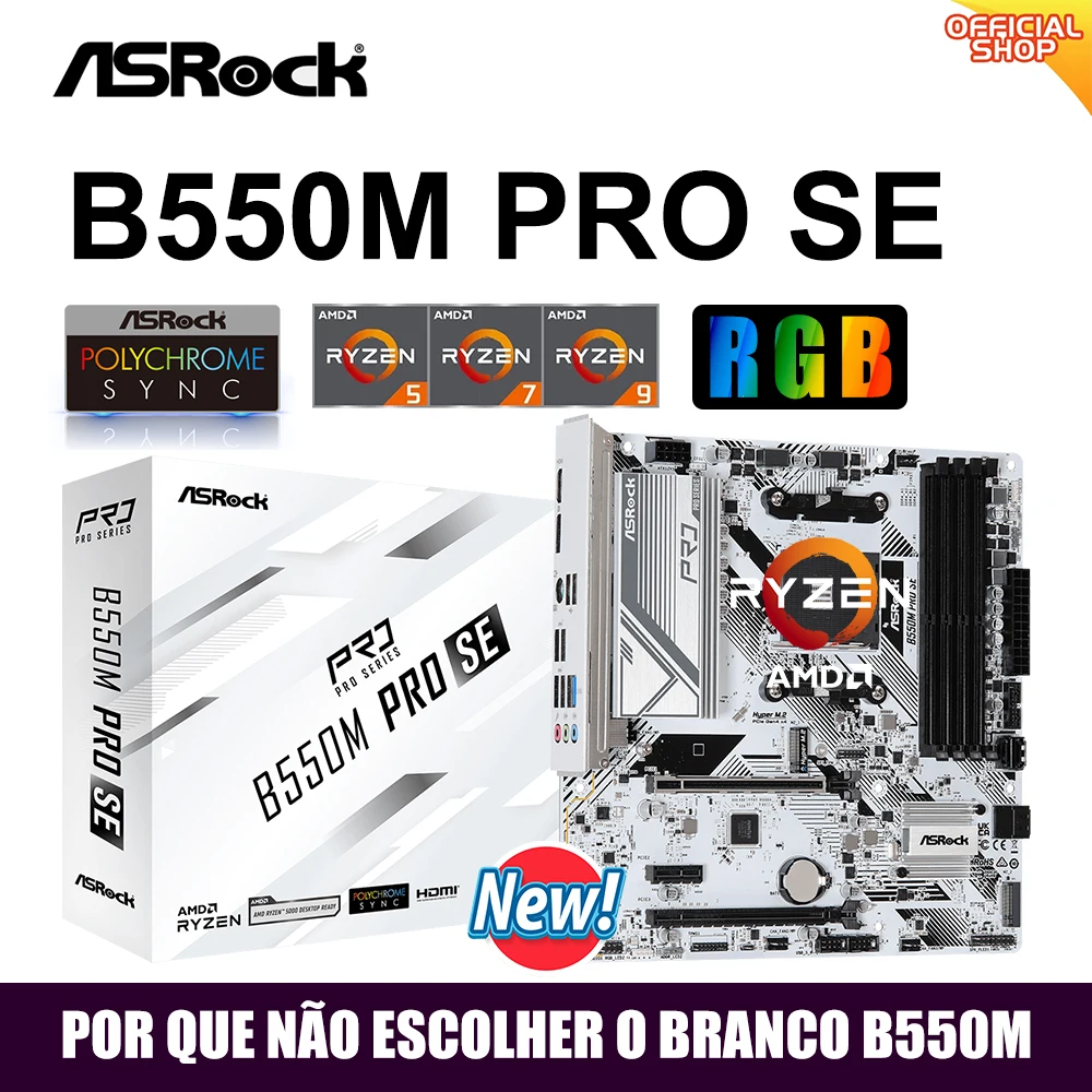 Asrock-motherboard b550m pro se amd b550, am4, ddr4, 128gb, pci-e, 4,0 ...