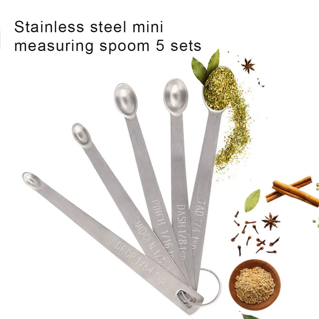 5PCS-SET-Measuring-Spoon-Stainless-Steel-Kitchen-Cooking-Spoons-with ...