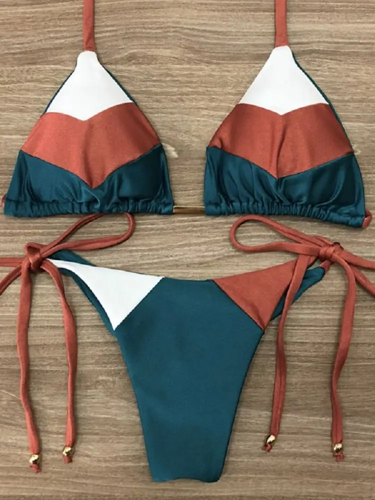 Microbikini Con Cuello Halter Para Mujer Ba Ador Sexy Con Tanga Bikini
