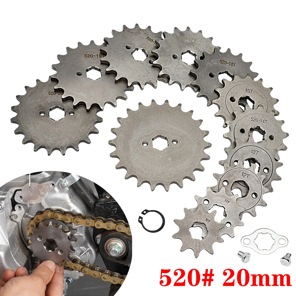 520-Chain-20mm-10T-21T-Front-Engine-Sprocket-For-Loncin-Zongshen-Lifan ...