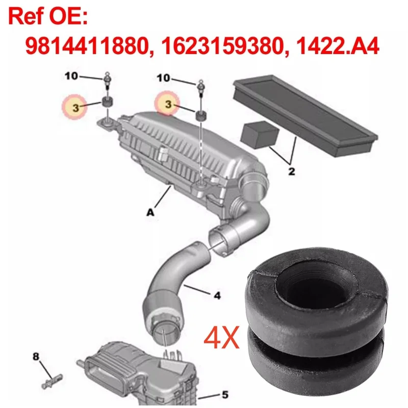 4pcs For Fits Citroen Peugeot-1422A4 X4 Air Filter Housing Mounting ...