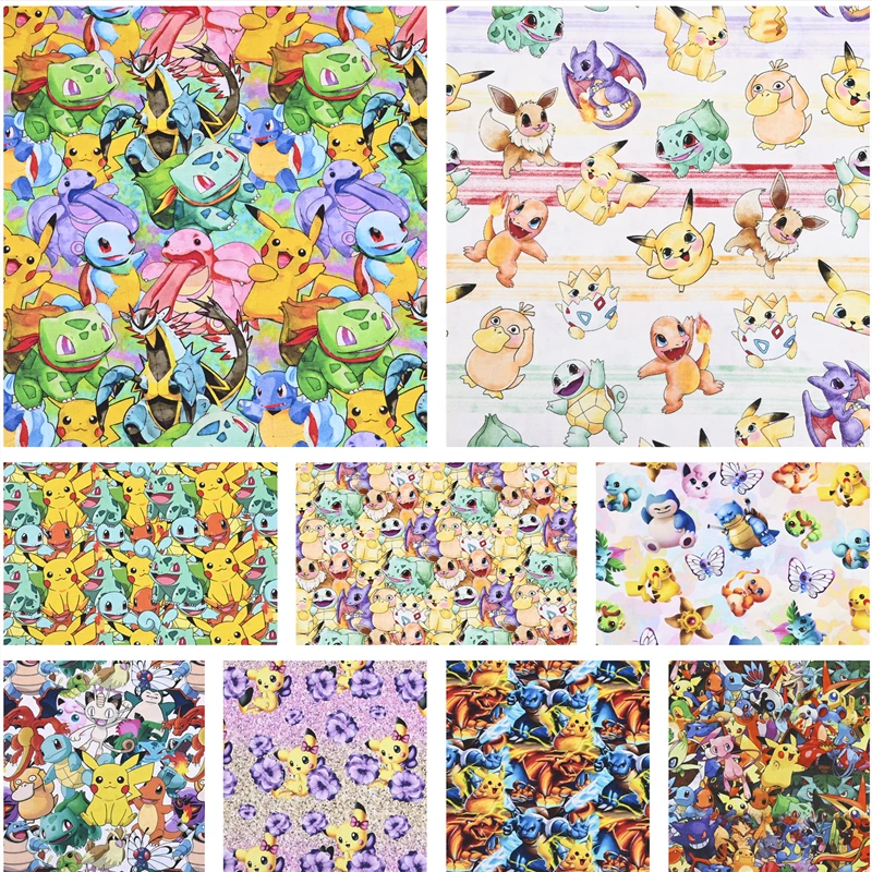 105cm-Width-Pokemon-Pikachu-100-Cotton-Fabric-Patchwork-Sewing ...