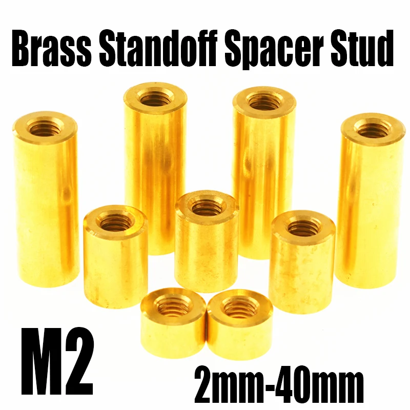 5PCS-M2-L-2-40mm-Round-Brass-Standoff-Spacer-Stud-Extend-Long-Nut ...