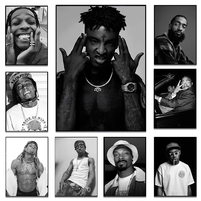 Asap-Rocky-Lil-Wayne-Snoop-Dogg-Black-and-White-Rapper-Poster-Canvas ...
