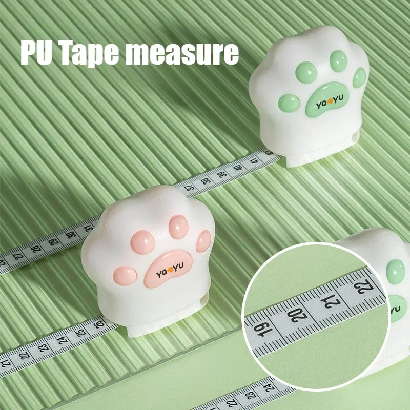 Cm-Inch-Cute-Cat-Paw-Shaped-PU-Tape-Measure-Mini-Portable-One-click ...