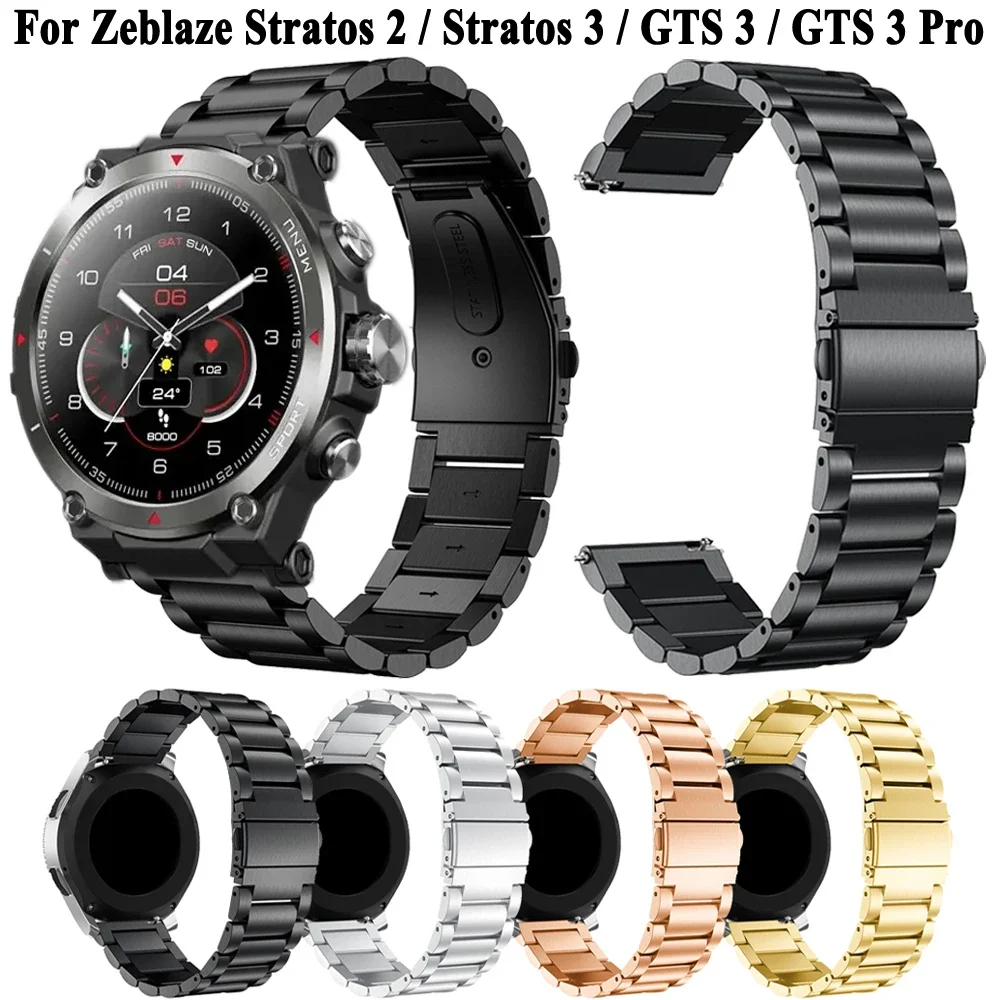 22mm Stainless Steel Band For Zeblaze Stratos 3 2 Strap For Zeblaze GTS ...