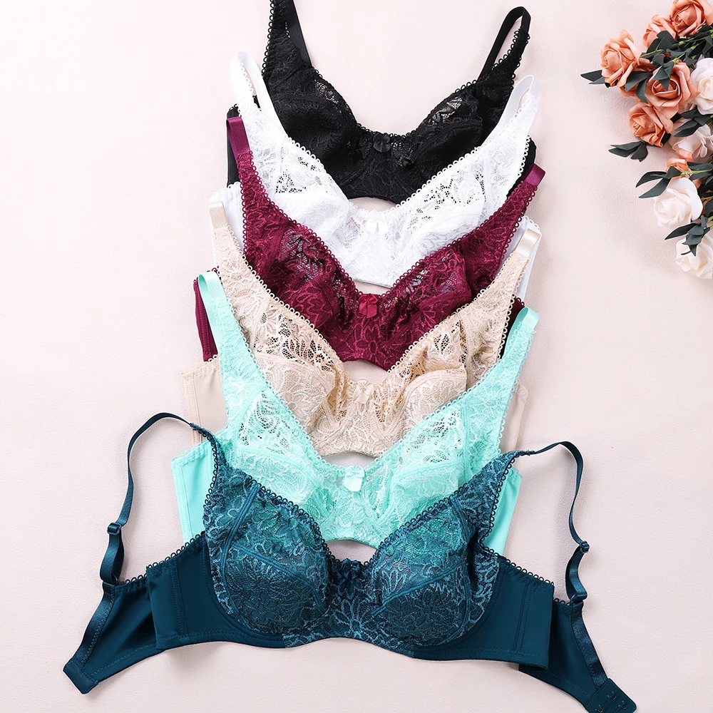 Womens Lace Bras Ultra-Thin Perspective Bralette Deep V Bra Sexy ...