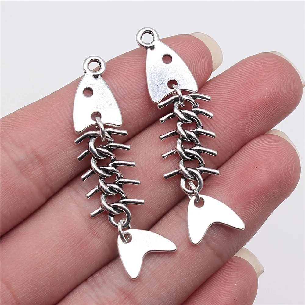 WYSIWYG-4pcs-46x11mm-Antique-Silver-Color-Fish-Bone-Charms-Pendant-For ...