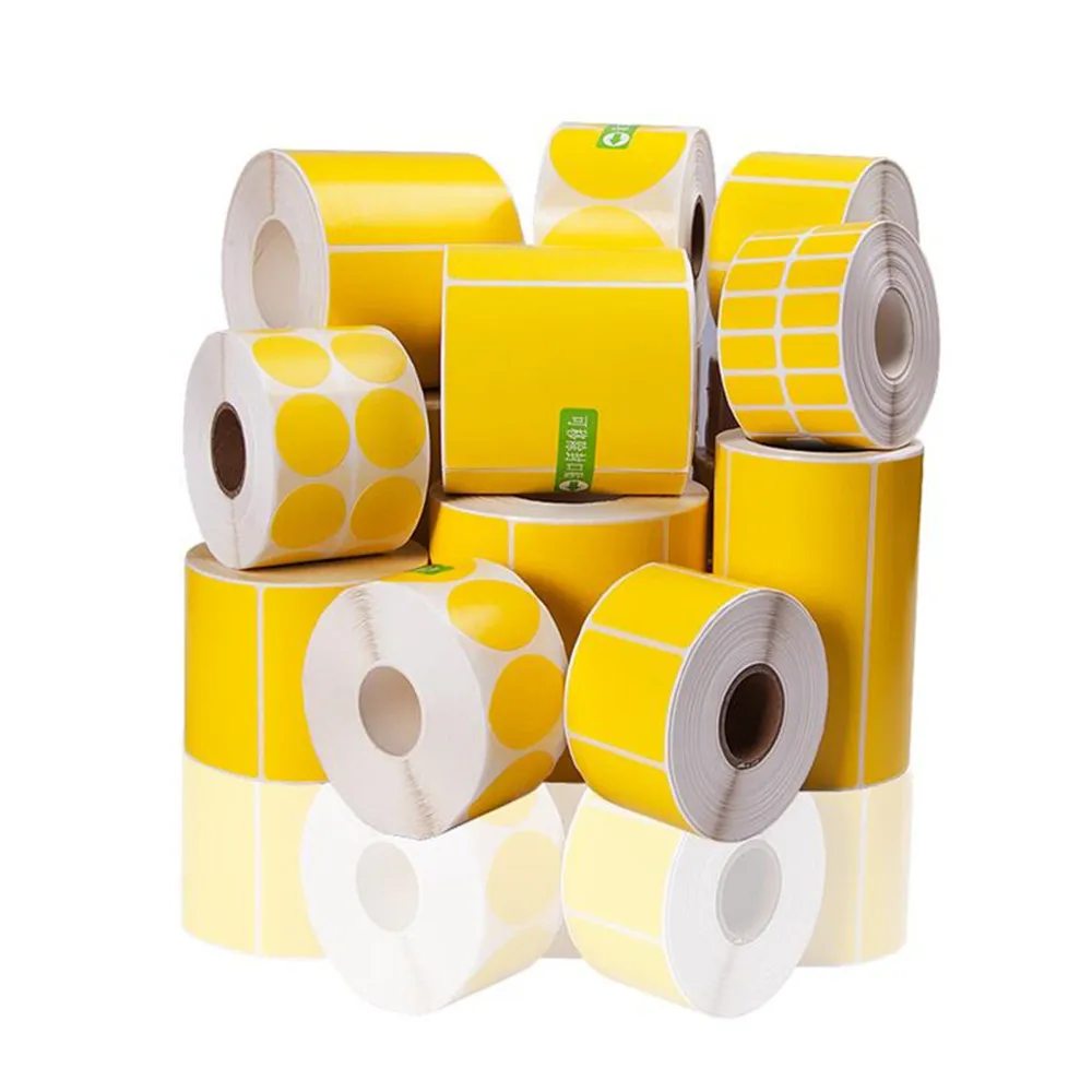 yellow color thermal label Round Thermal sticker