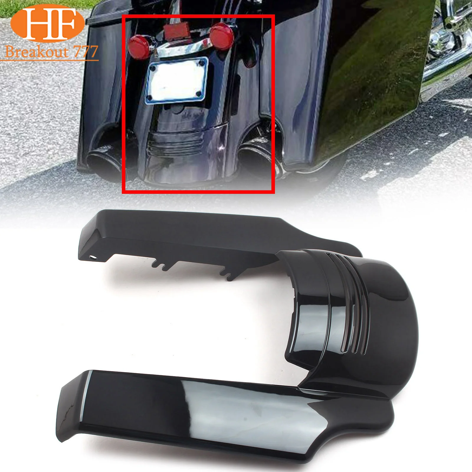 Motorcycle Stretched Black Rear Fender Extension Covers ABS Plastic for ...