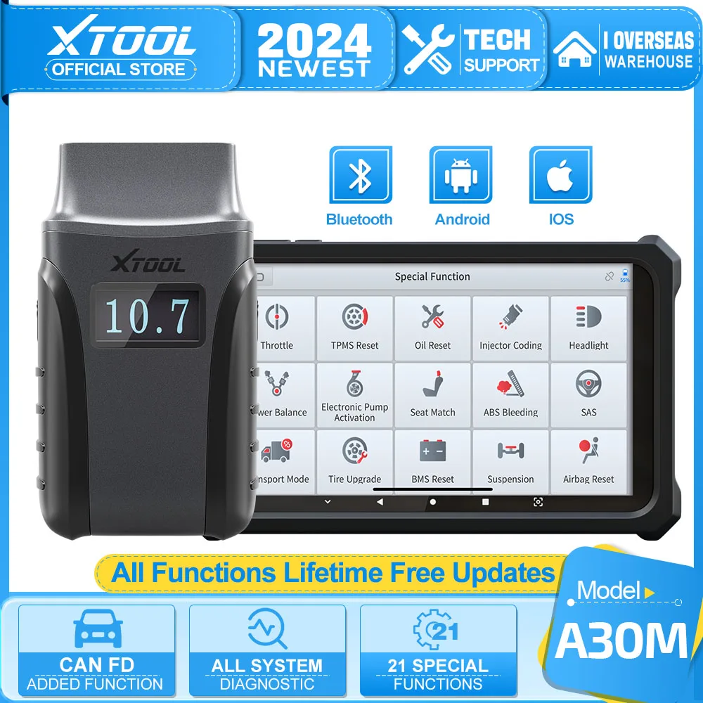 XTOOL-A30M-OBD2-Scanner-Full-System-Bluetooth-Car-Diagnostic-Tools-Bi ...