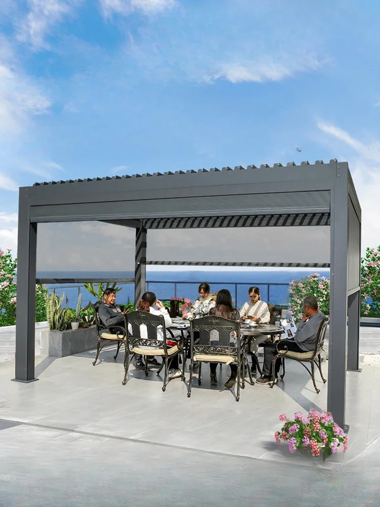 Electric-flip-louver-aluminum-alloy-pavilion-modern-courtyard-activity ...
