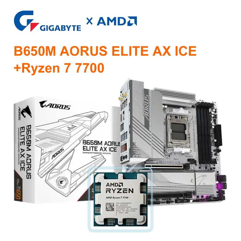 Amd-Ryzen-7-7700-Gigabyte-B-650M-Aorus-Elite-Ax-Ice-Kit-Amd-B650-Socket ...