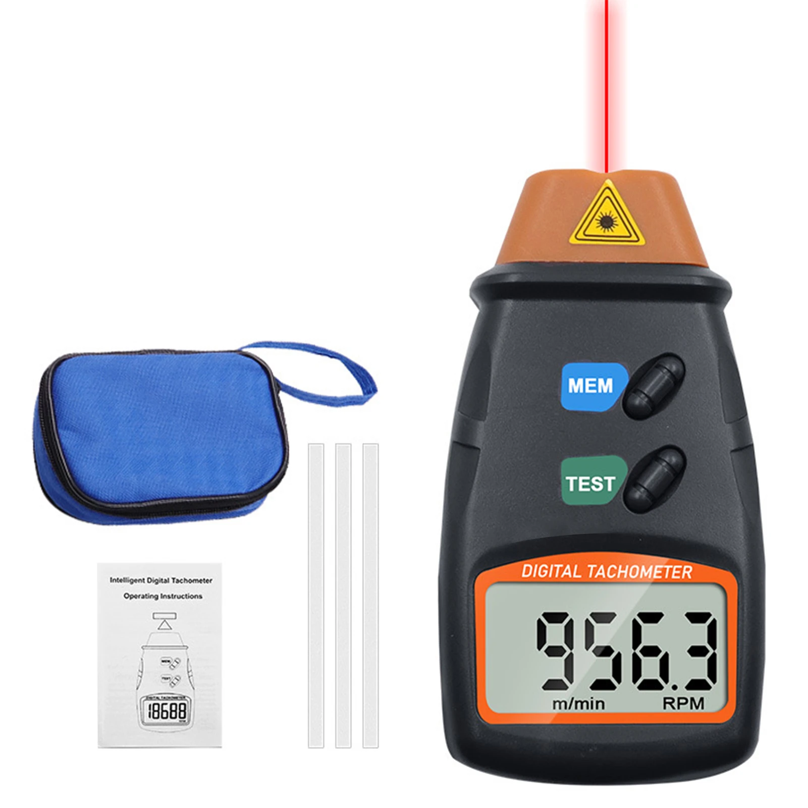 Digital Tachometer 2.5-99999rpm Non-contact Laser Rotation Speed Meter ...