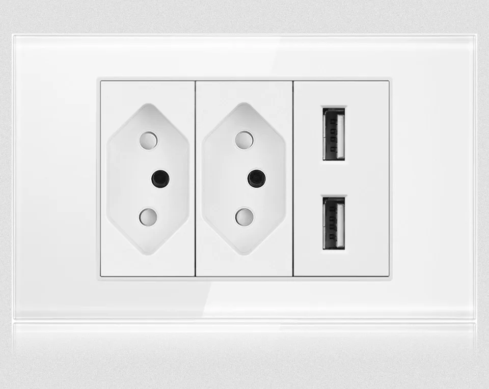 Prise Brésil 2gang Prise Électrique Murale Usb 2a, Panneau En Verre ...