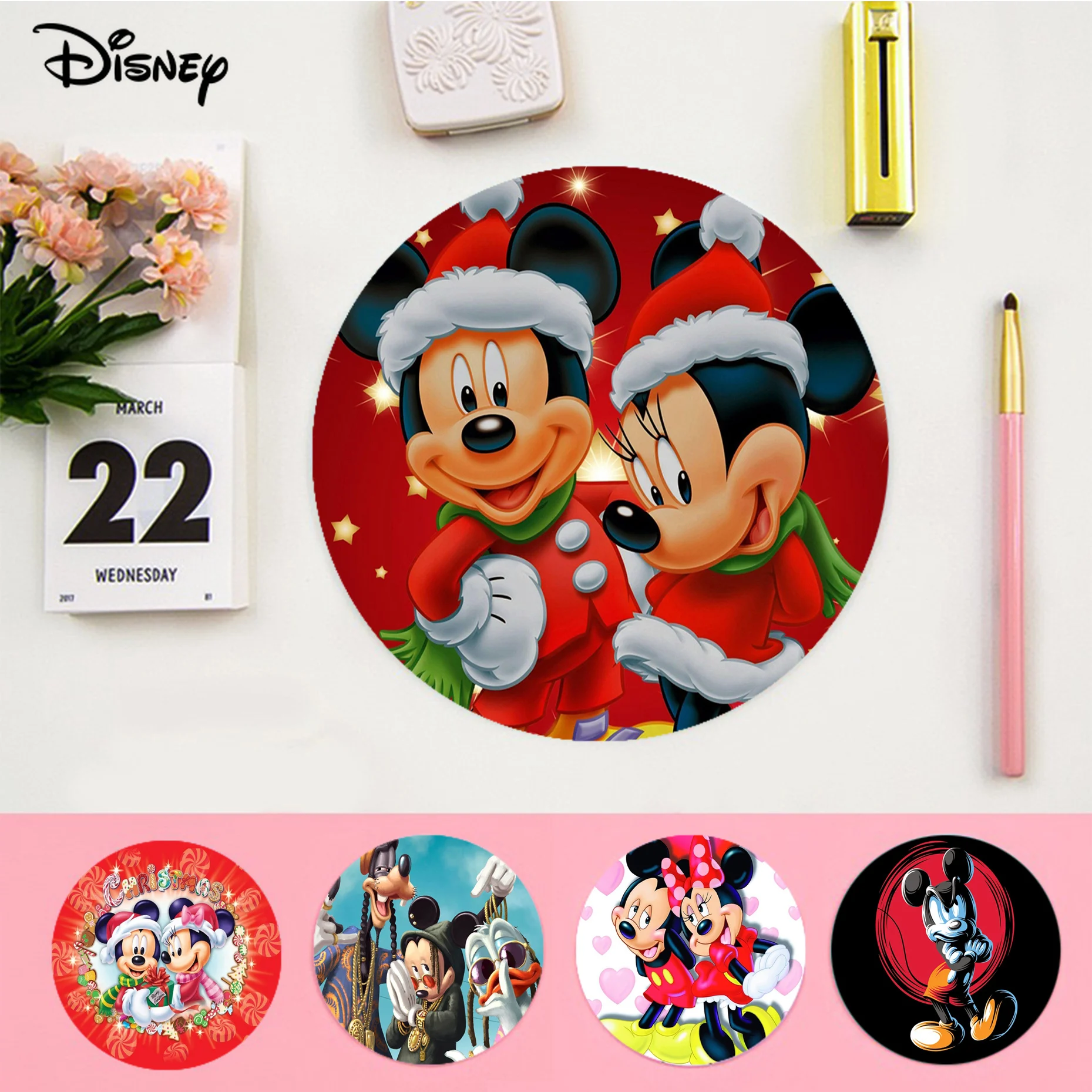 Cute Disney Mickey Minnie Mousepad Round Speed Version Game Computer ...
