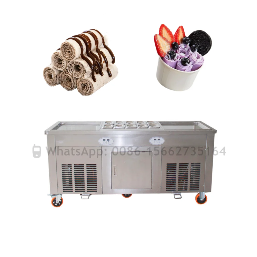 Commercial-Moveable-Stainless-Steel-Thai-Fried-Ice-Cream-Roll-Machine ...