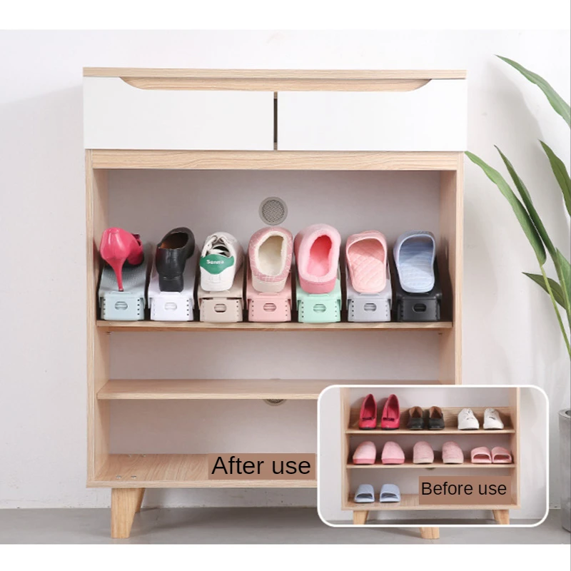 Shoe Rack Space Savers Cabinets Shelf Plastic Adjustable Shoe Support ...