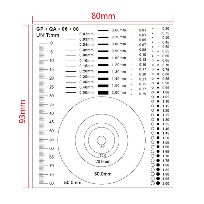 Gpqa Film Ruler High Transparent Pet Point Gauge Card Calibration Ruler ...