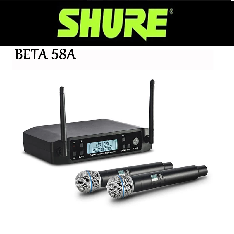 Shure Glxd4 Beta 58a MICRÓFONO INALÁMBRICO UHF dinámico de mano Radio profesional escenario ...