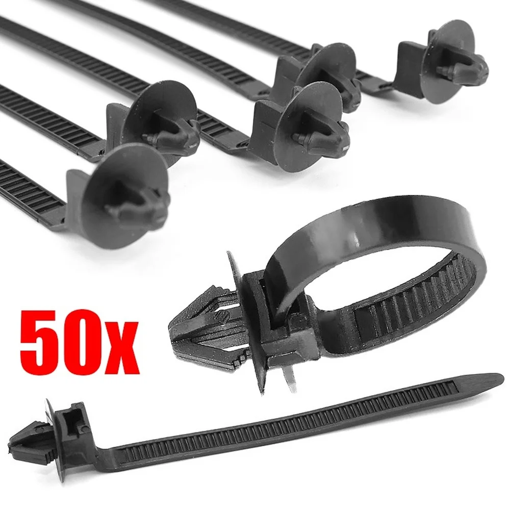 50PCS-Car-Cable-Fastening-Ties-Nylon-Black-Car-Auto-Cable-Strap-Push ...